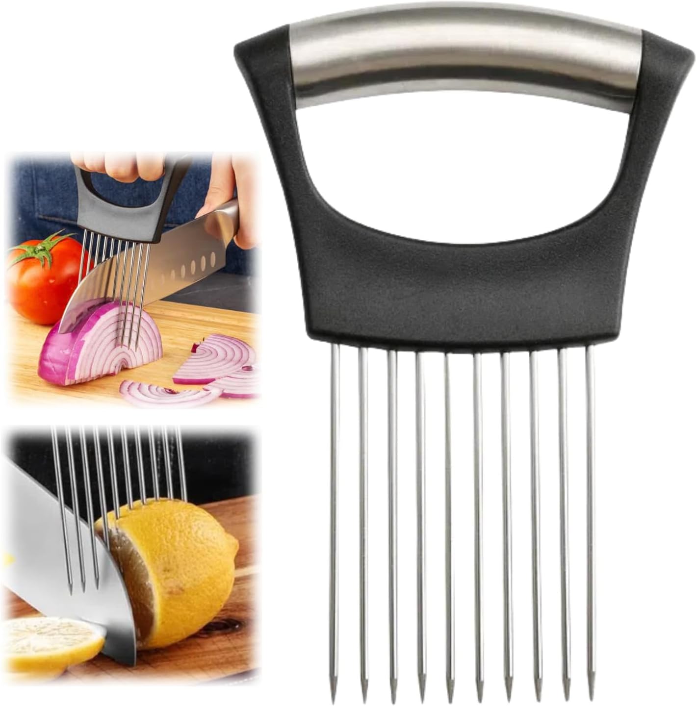 Stainless Steel Onion Slice Holder, Lemon Slicer Vegetable Cutter, Cho ...